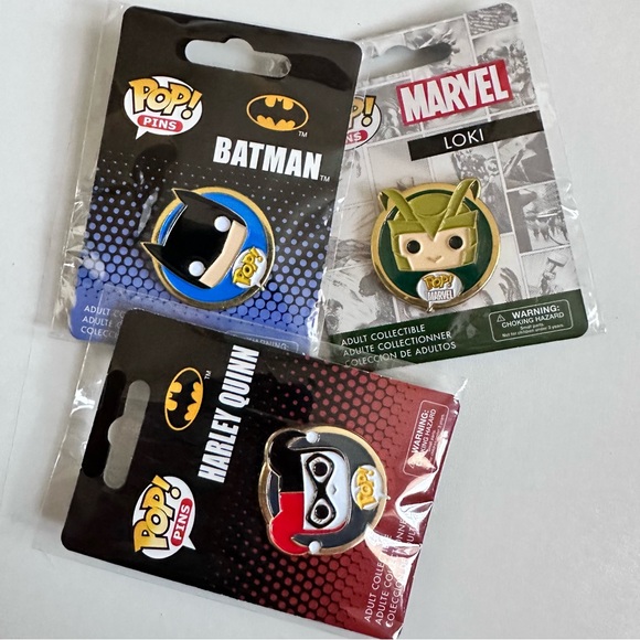 Funko | Accessories | Funko Pop Pins Batman Harley Quinn Loki Marvel ...